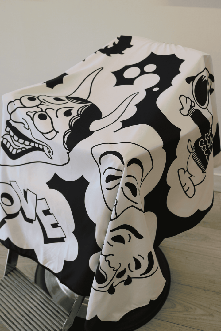 Love Hate Barber Cape | High Top Capes – High Top Capes Inc.